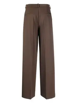 Calvin Klein Tailored Wide-leg Twill Trousers - Brown