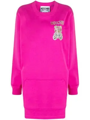 Moschino Teddy Bear-embellished Sweatshirt Dress - Pink