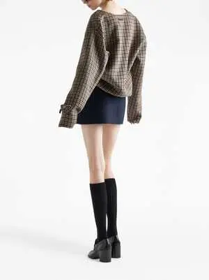 Prada Checked Cashgora Jumper - Neutrals