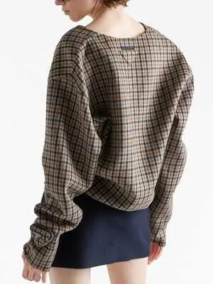 Prada Checked Cashgora Jumper - Neutrals