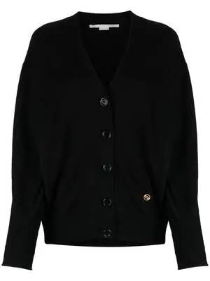 Stella McCartney Logo-embroidered Virgin Wool Cardigan - Black