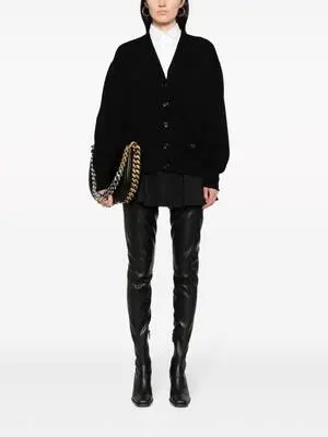 Stella McCartney Logo-embroidered Virgin Wool Cardigan - Black
