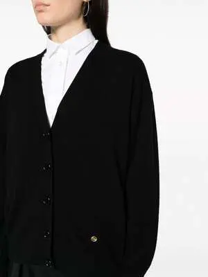 Stella McCartney Logo-embroidered Virgin Wool Cardigan - Black