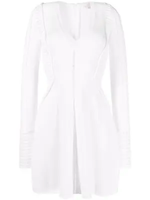 GENNY V-neck Perforated Detail Dress