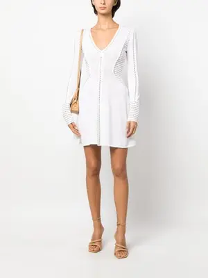 GENNY V-neck Perforated Detail Dress