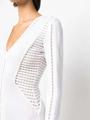 GENNY V-neck Perforated Detail Dress