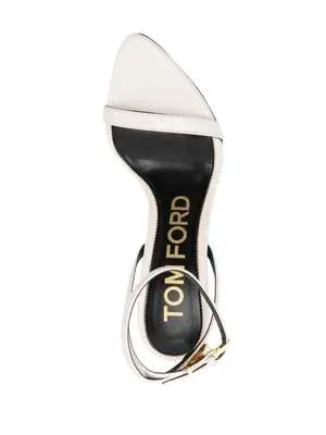 TOM FORD Padlock 85mm Leather Sandals - White