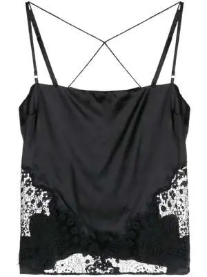TOM FORD Lace-detail Sleeveless Satin Top - Black