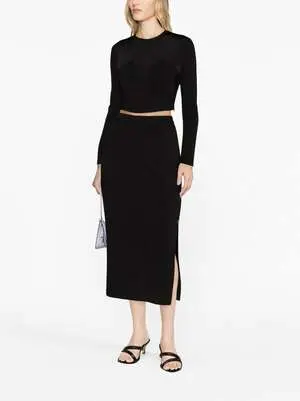 Pinko Logo-engraved Button High-waisted Midi Skirt