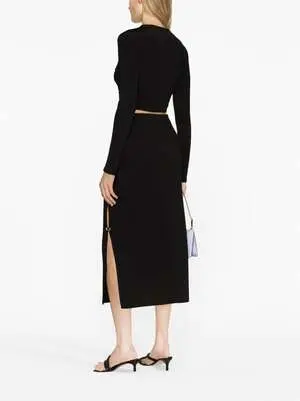 Pinko Logo-engraved Button High-waisted Midi Skirt