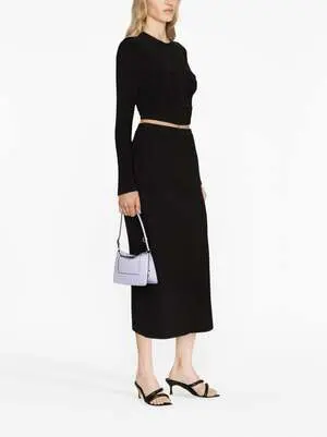 Pinko Logo-engraved Button High-waisted Midi Skirt