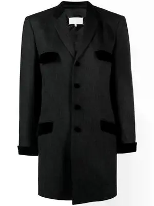 MAISON MARGIELA Velvet-trim Wool Single-breasted Coat