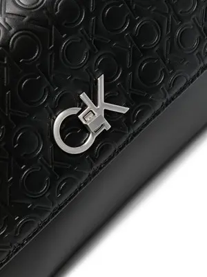 Calvin Klein Logo Debossed Faux Leather Shoulder Bag