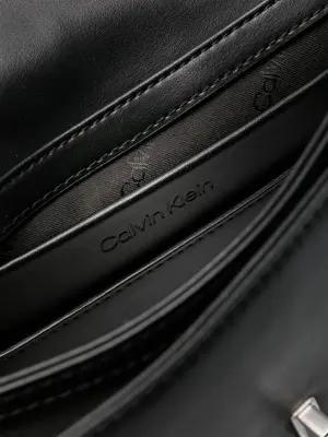 Calvin Klein Logo Debossed Faux Leather Shoulder Bag