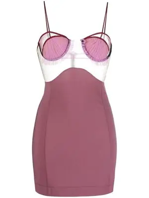 NENSI DOJAKA Sheer-paneling Bustier Minidress - Purple