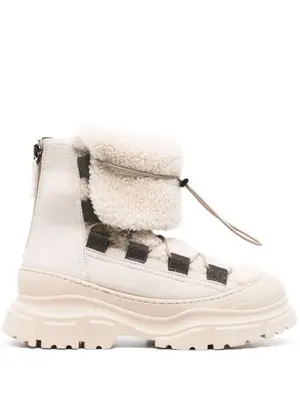 Brunello Cucinelli Ankle Fleece Leather Boots