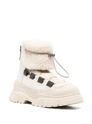 Brunello Cucinelli Ankle Fleece Leather Boots