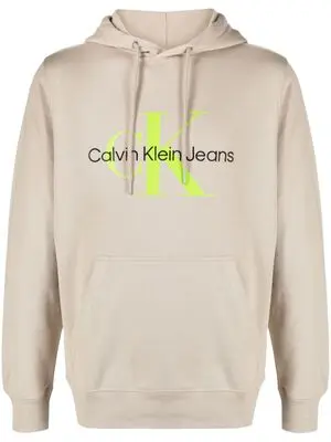 Calvin Klein Logo-print Cotton Hoodie - Neutrals