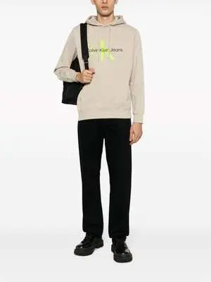 Calvin Klein Logo-print Cotton Hoodie - Neutrals