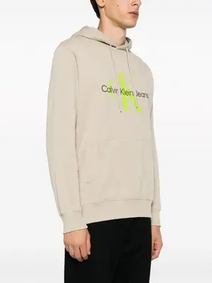 Calvin Klein Logo-print Cotton Hoodie - Neutrals