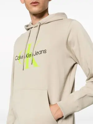 Calvin Klein Logo-print Cotton Hoodie - Neutrals