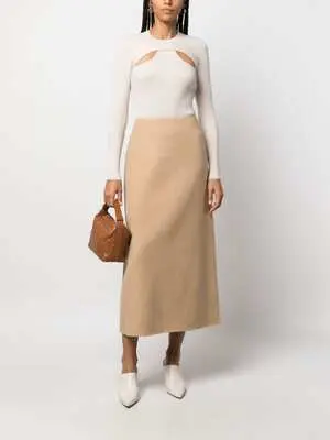 BY MALENE BIRGER Palomie Wool Midi Skirt - Neutrals