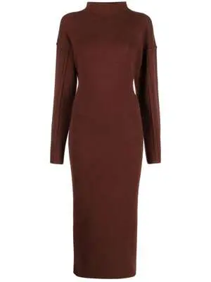 DESTREE Jadé Exposed-seam Midi Dress - Brown