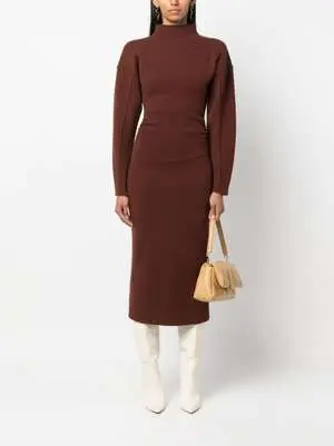 DESTREE Jadé Exposed-seam Midi Dress - Brown