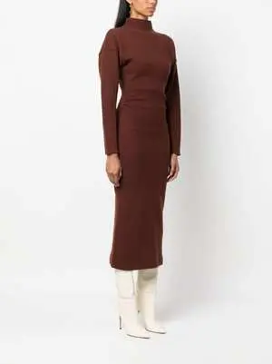 DESTREE Jadé Exposed-seam Midi Dress - Brown