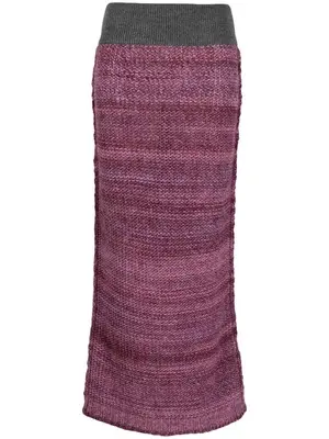 DESTREE Lynette Mélange-knit Midi Skirt - Purple