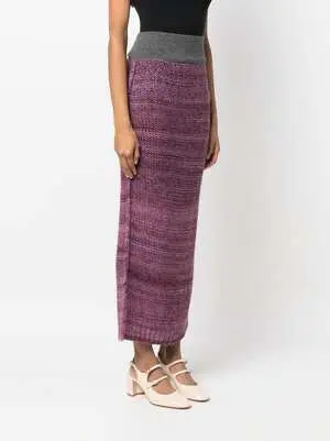 DESTREE Lynette Mélange-knit Midi Skirt - Purple