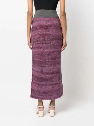 DESTREE Lynette Mélange-knit Midi Skirt - Purple