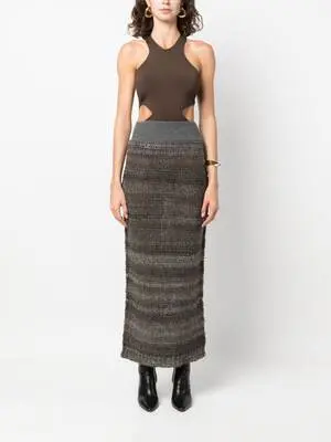 DESTREE Lynette Knitted Midi Skirt - Brown