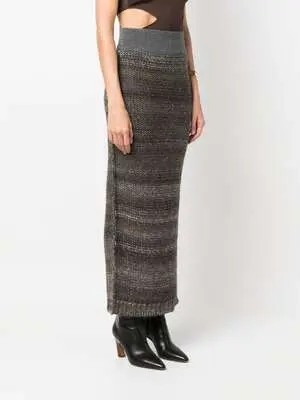 DESTREE Lynette Knitted Midi Skirt - Brown