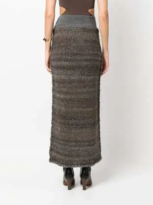 DESTREE Lynette Knitted Midi Skirt - Brown