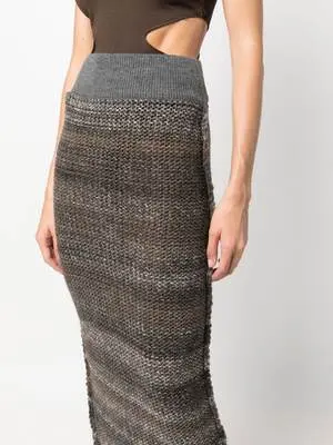 DESTREE Lynette Knitted Midi Skirt - Brown