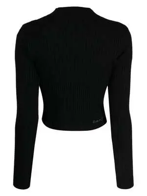 FENG CHEN WANG Asymmetric Ribbed-knit Jumper - Black