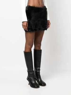 David Koma Fleece-texture Leather Miniskirt