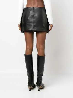 David Koma Fleece-texture Leather Miniskirt