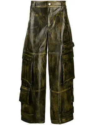 Gcds Rub-off Ultracargo Leather Trousers