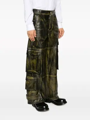 Gcds Rub-off Ultracargo Leather Trousers