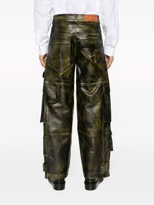 Gcds Rub-off Ultracargo Leather Trousers