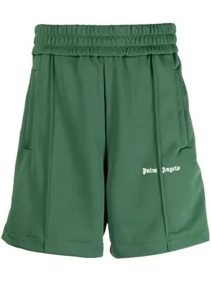 Palm Angels New Classic Embroidered Track Shorts - Green