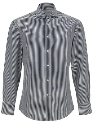 Brunello Cucinelli Stripe-print Cotton Shirt - Blue