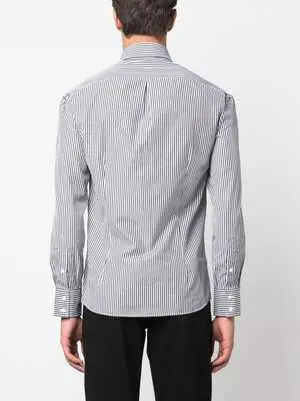 Brunello Cucinelli Stripe-print Cotton Shirt - Blue