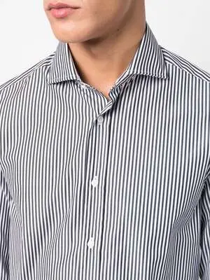 Brunello Cucinelli Stripe-print Cotton Shirt - Blue