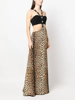 Roberto Cavalli Leopard-print Panelled Maxi Dress