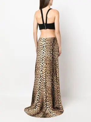 Roberto Cavalli Leopard-print Panelled Maxi Dress