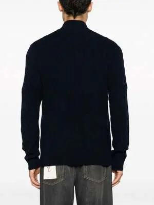 Polo Ralph Lauren Logo-embroidered Cable-knit Half-zip Jumper - Blue