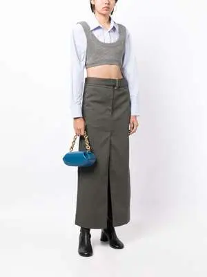 SA SU PHI Belted Cotton Straight Skirt